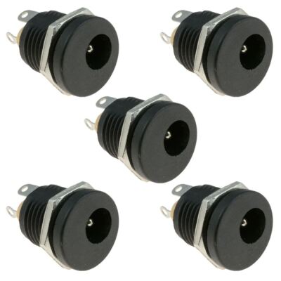 5x 2.5mm x 5.5mm Round Panel Mount Female Socket DC Connector Jack Plug ...