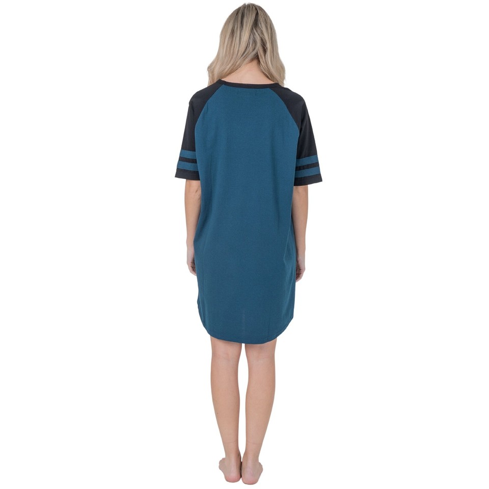 Womens Short Sleeve Sleepshirt Nightshirt Nightgown with 2-tone 3 ...