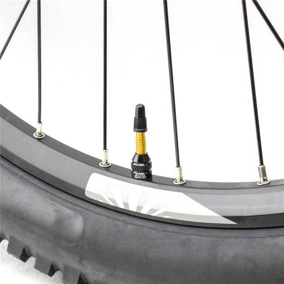 Alloy Tubeless Road Bicycle Presta Valve Stem with Cap (40mm Gold ...