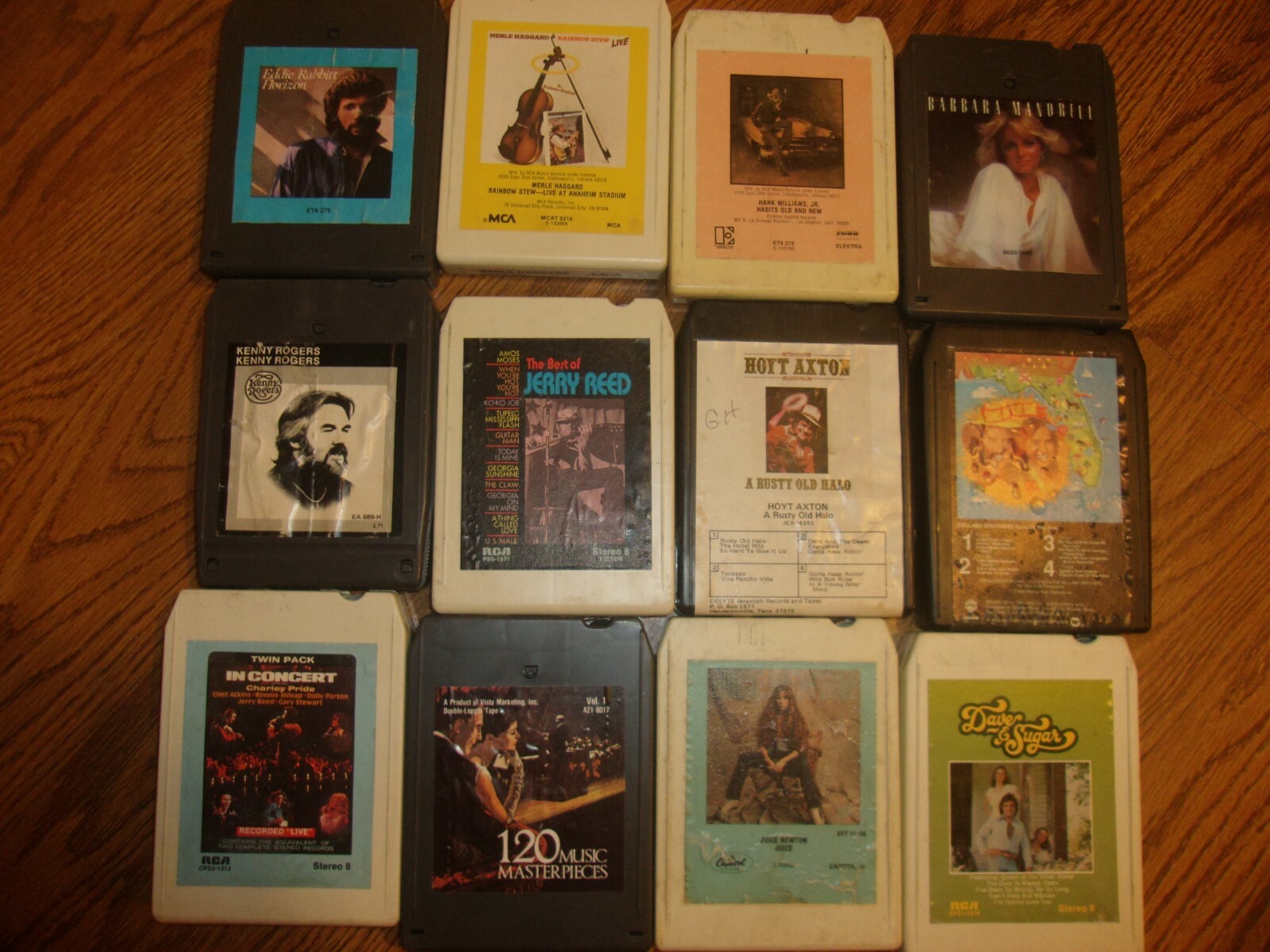 12-VINTAGE 8 TRACK TAPES KENNY ROGERS CHARLIE PRIDE HOYT AXTON JERRY ...