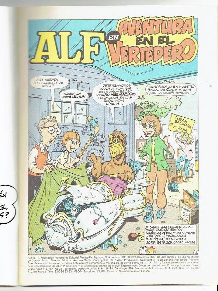SPANISH MARVEL ALF #1 WHITE PAGES FIRST PRINT IN SPAIN HIGH GRADE | eBay