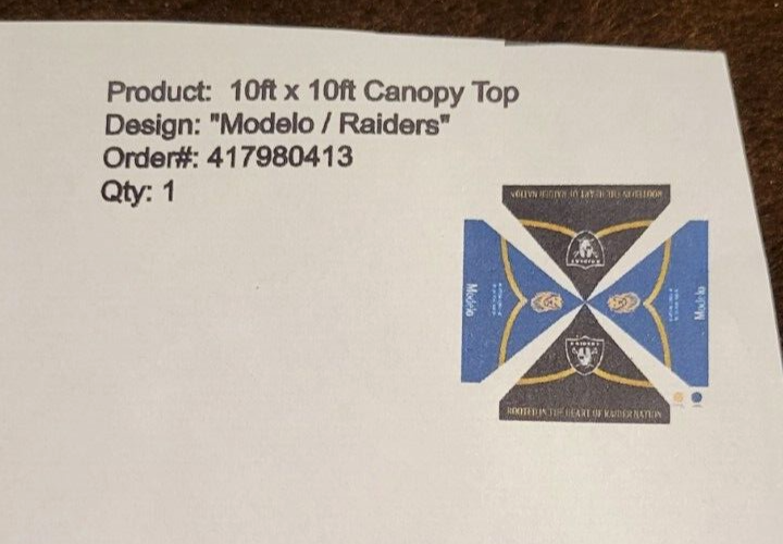 MODELO BEER LAS VEGAS RAIDERS NFL CANOPY REPLACEMENT COVER 10x10 HEAVY ...