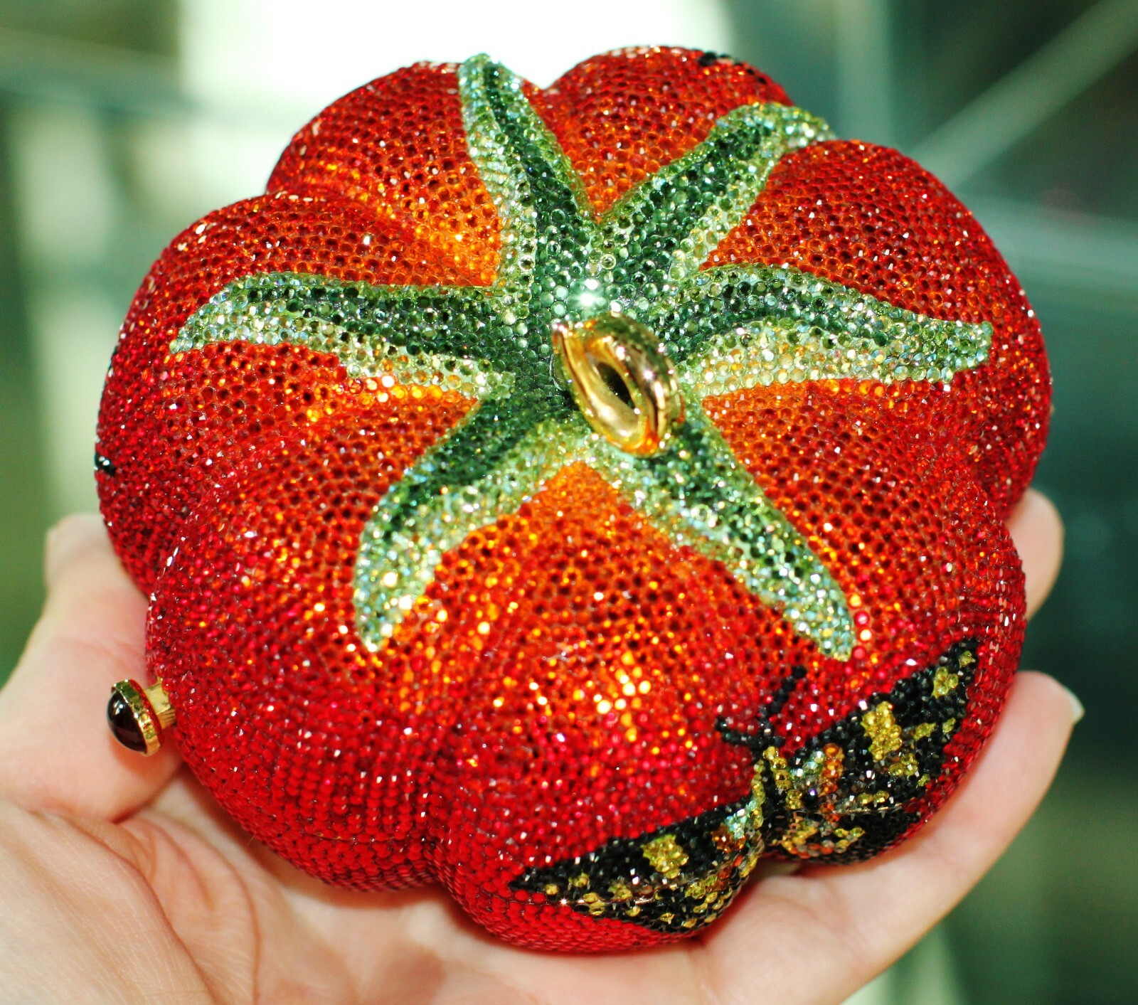 Judith Leiber TOMATO Swarovski Crystal Minaudiere Purse Museum BEE ...