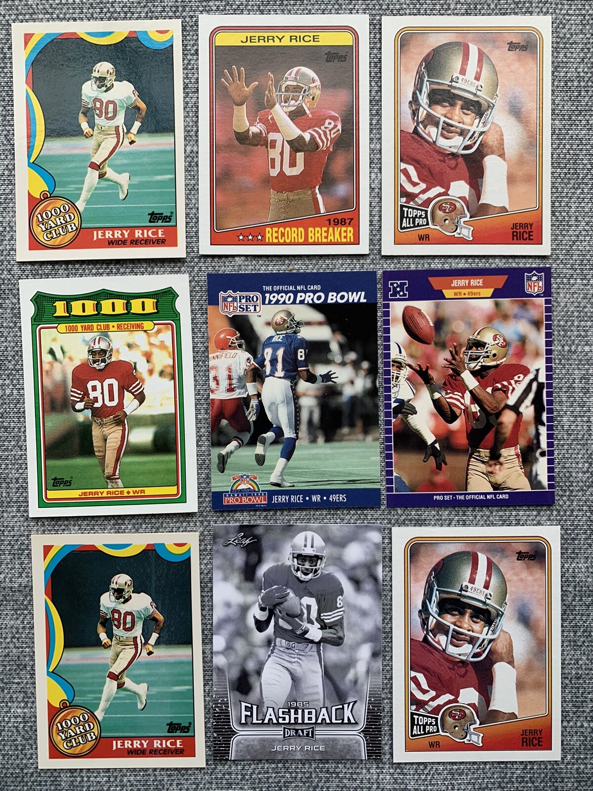 Jerry Rice 49ers 9-Card Lot Topps Pro Set 1,000 Yard Record Breaker | eBay