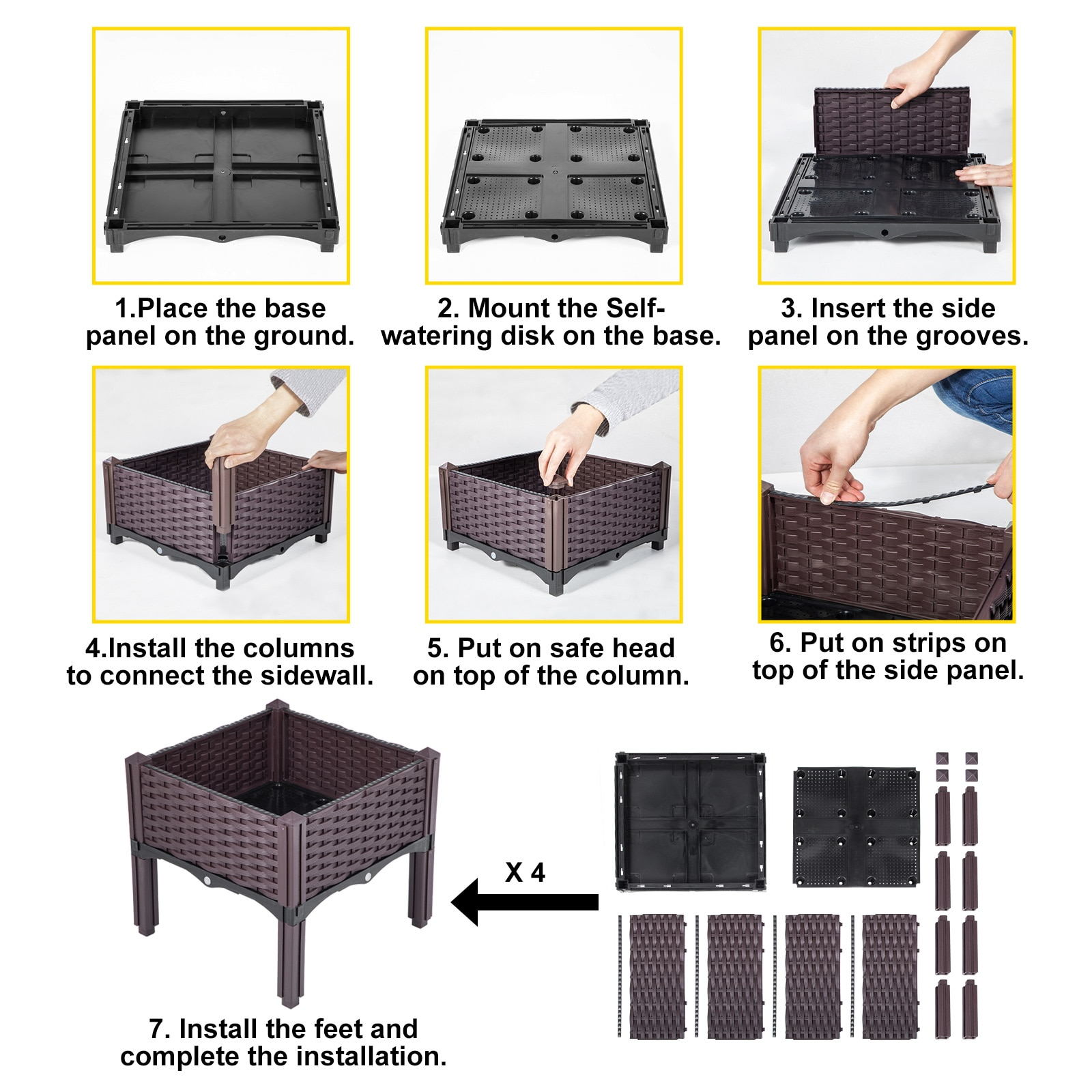 Raised Garden Bed Flower Box Kit Brown Rattan Style Grow Planter Care ...