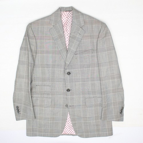 Domenico Spano Mens Sport Coat 40R Gray Glen Plaid Wool Pink Polka Dot ...