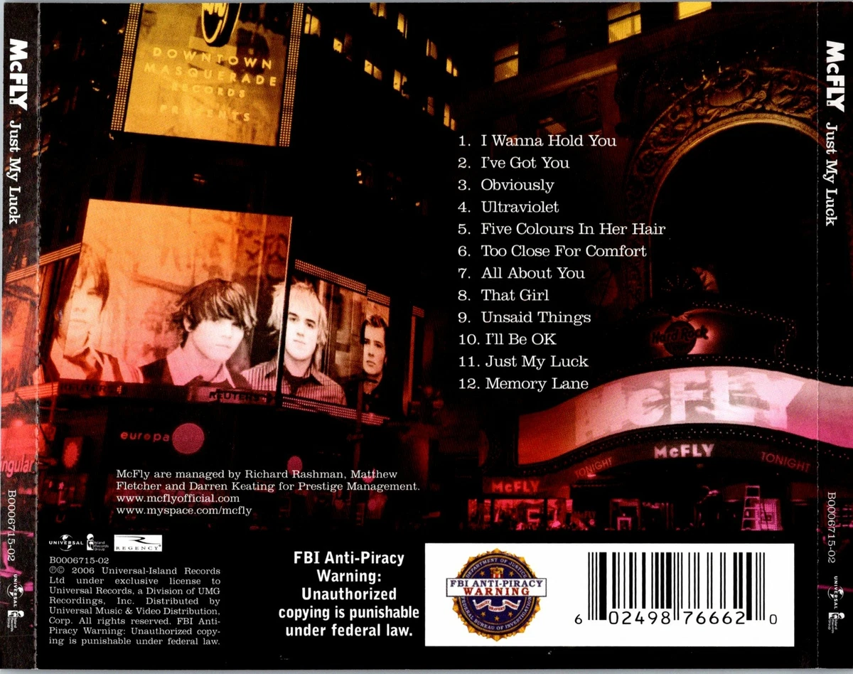 Mcfly Just My Luck Album Cover