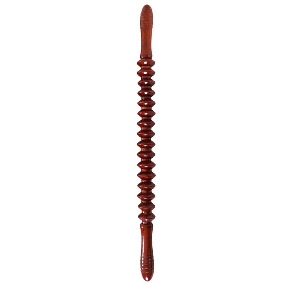 Wooden Oval Yoga Rod Shaft Full-body Massage Stick Wheel Waist Back ...