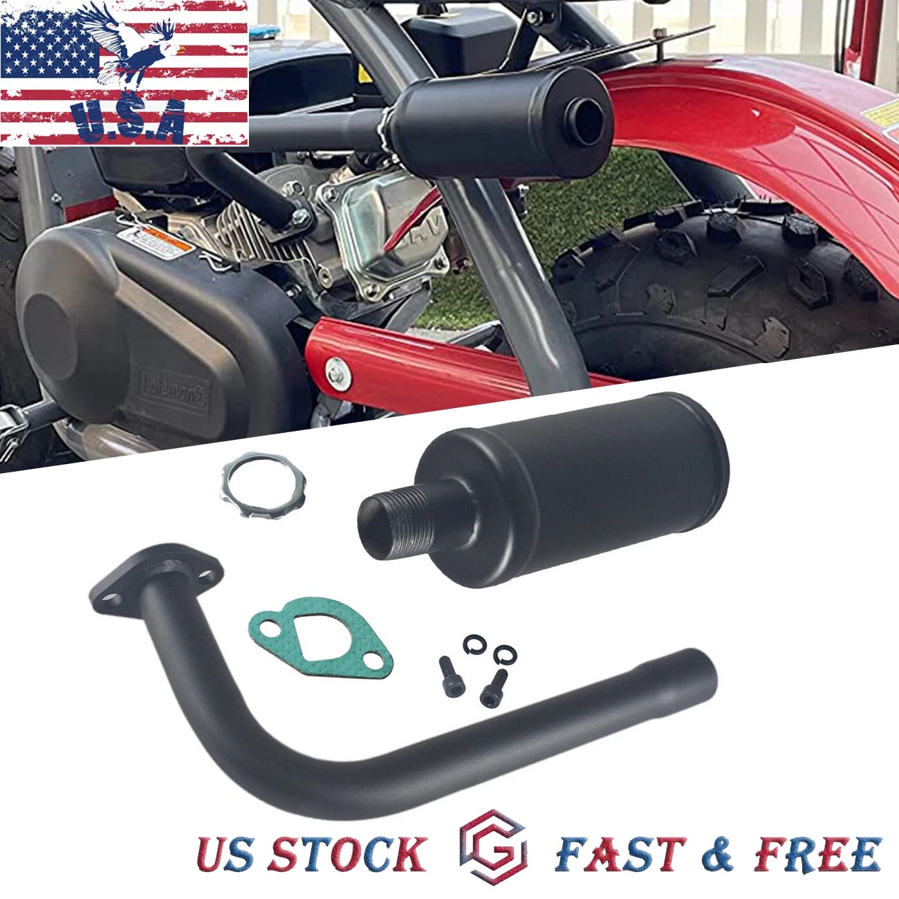 Exhaust Pipe Muffler For Predator 196cc 212cc GX200 Coleman CT200U Mini ...