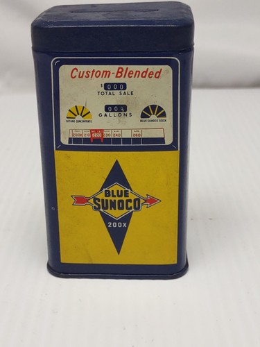 Vintage Sunoco Advertising Tin Gas & Oil Pump Bank Collectible | eBay