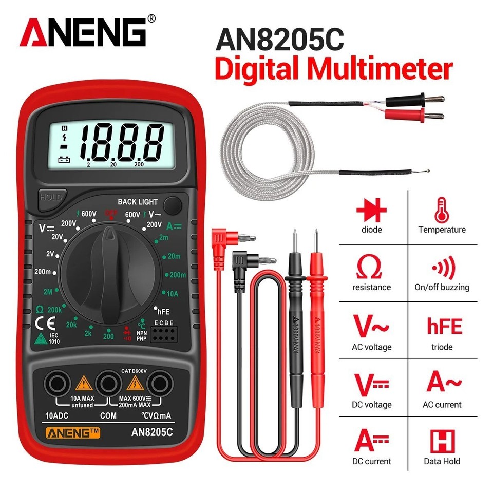 Professional Digital Multimeter Voltmeter Ohmmeter Ammeter Multi Tester ...