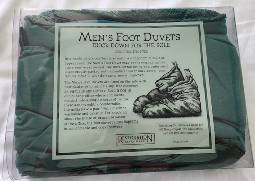 Restoration Hardware Foot Duvets Duck Down Slippers Men 9-13 Green New ...