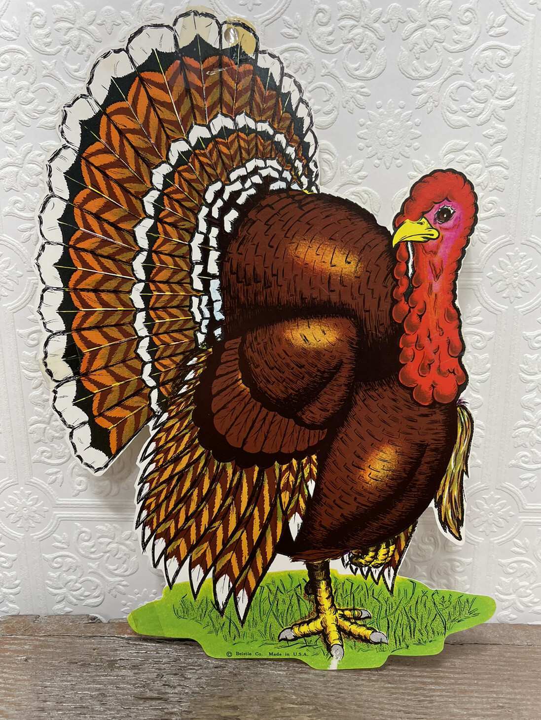 Vintage Beistle 12" Die Cut Cardboard Thanksgiving Decor Turkey | eBay