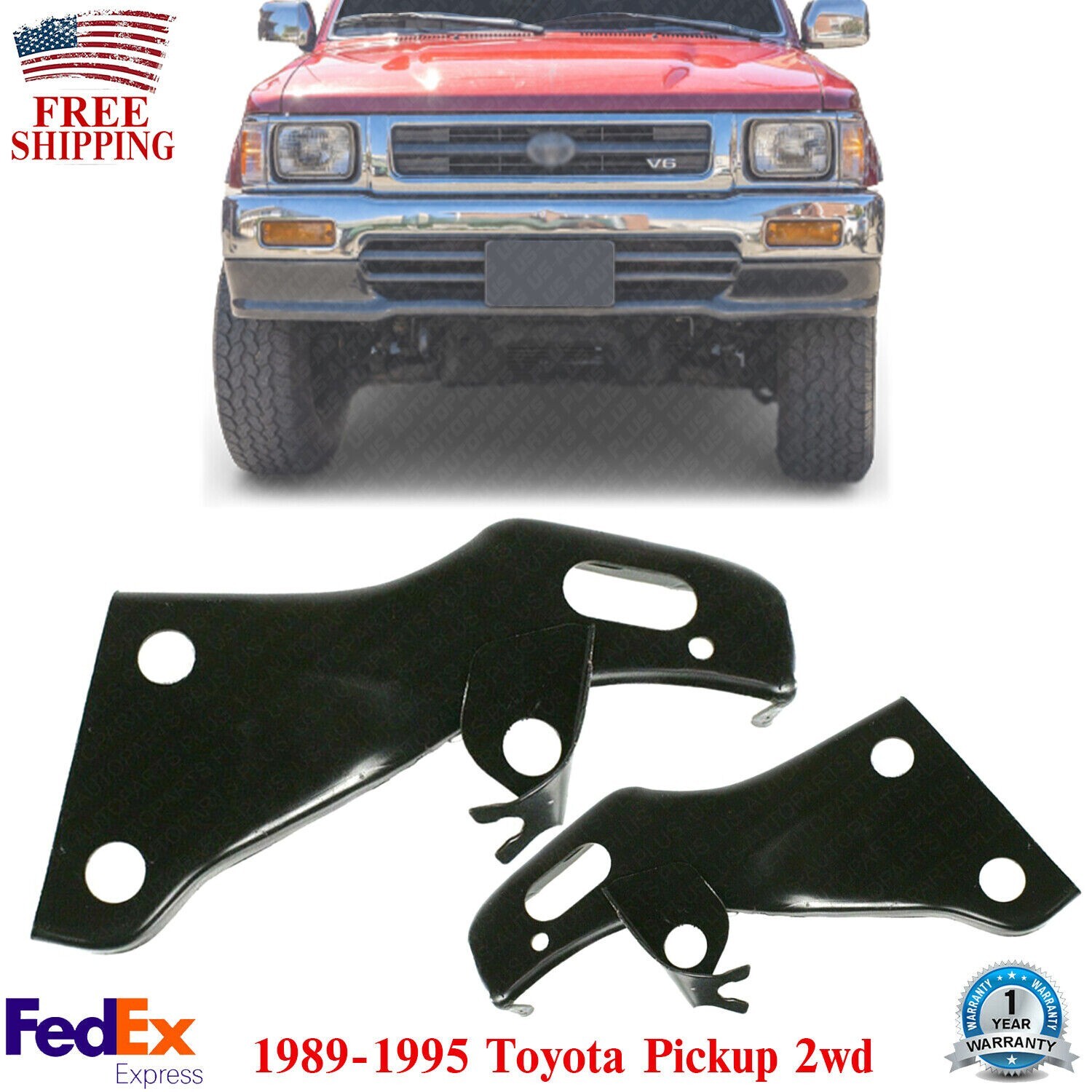 Front Bumper Brackets Left Driver & Right Passenger Side For 89-95 ...