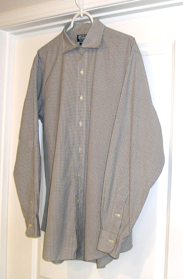 VTG~POLO RALPH LAUREN REGENT CLASSIC FIT (16 1/2-34/35) CHECK (LS ...