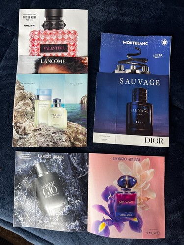Lot of 7 sample cards of 7 Perfume Cologne sample cards SAUVAGE GIO ...