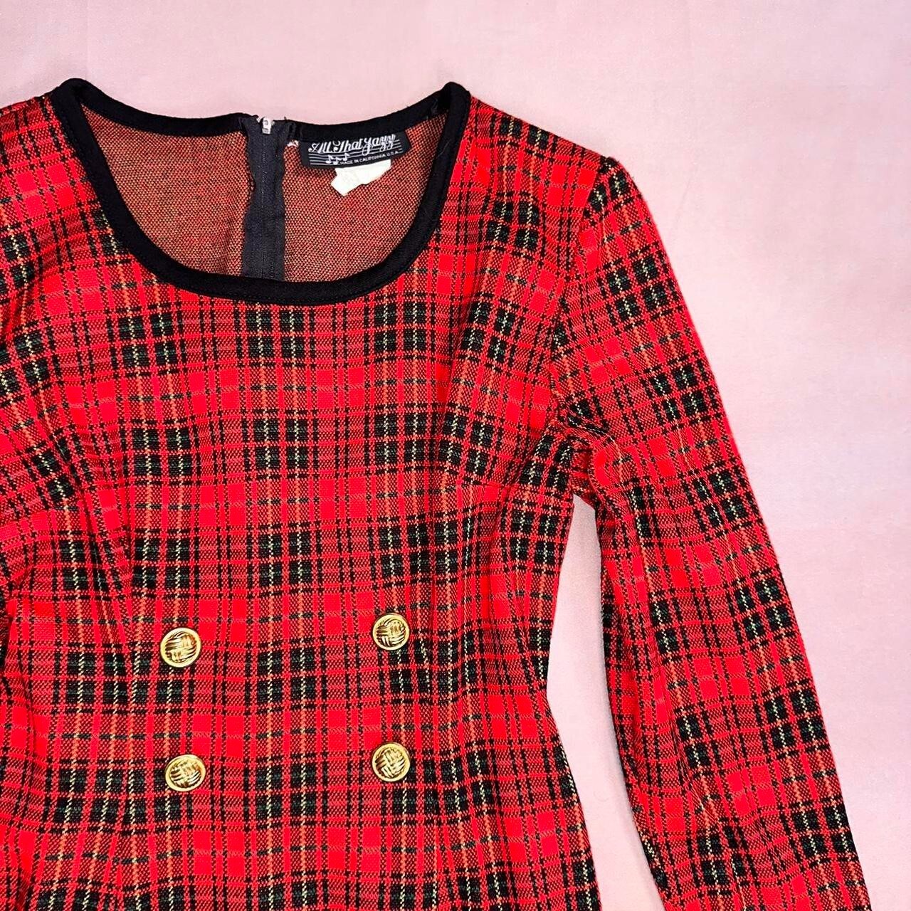 VINTAGE 80s RED TARTAN MINI DRESS | eBay