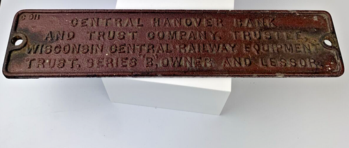 Wisconsin Cental Railway Equipment Trust Plate Maroon Iron Central ...
