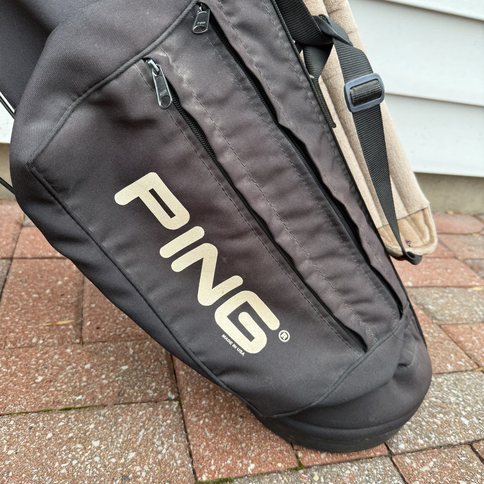 Ping Hoofer Golf Stand Carry Bag Dual Straps Black White 4 Way Dividers ...