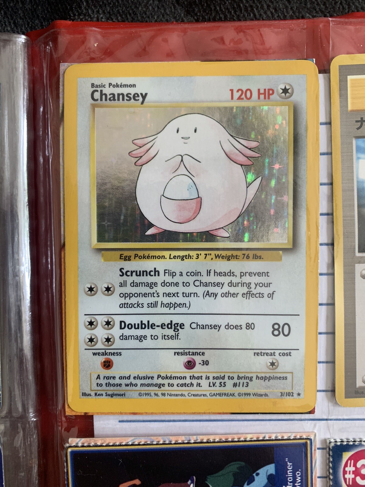 Chansey - 1st Edition Base Set Shadowless 3/102 Holo Pokemon WotC ...