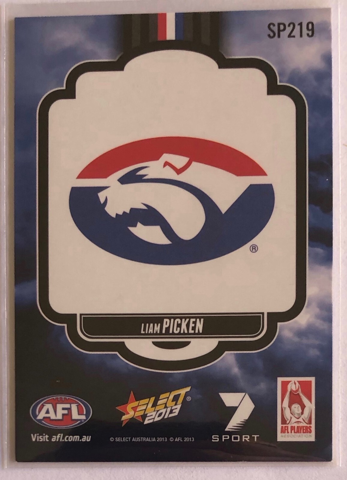2013 AFL SELECT CHAMPIONS SILVER FOIL PARALLEL LIAM PICKEN WESTERN ...