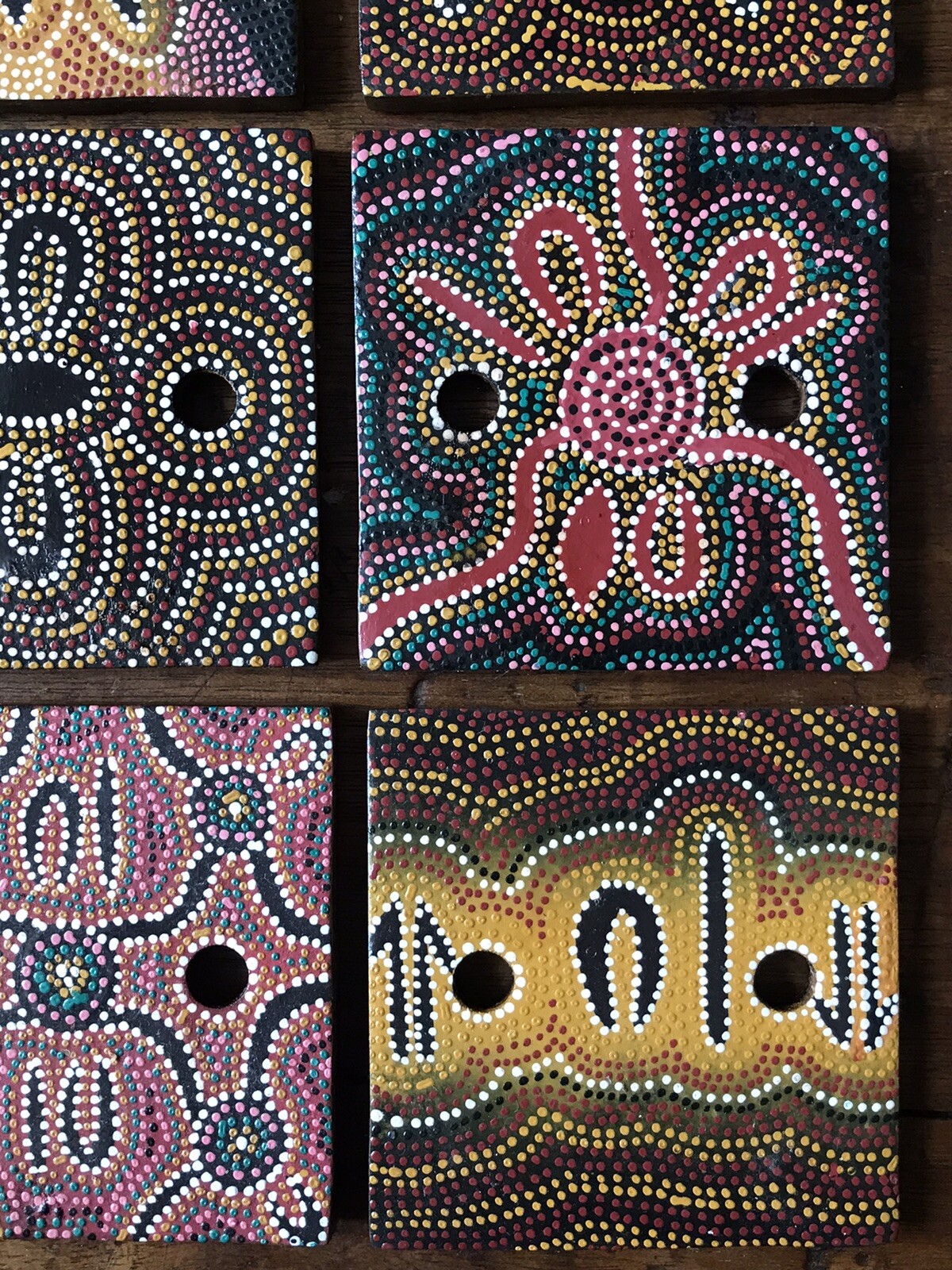 Aboriginal Hand Painted Wooden Coasters Birubi Art Australia Dreamtime ...