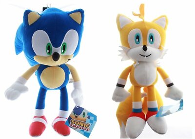 NEW Set of 2 Large Sonic the Hedgehog + Tails 12 inches Plush Kids Toys ...