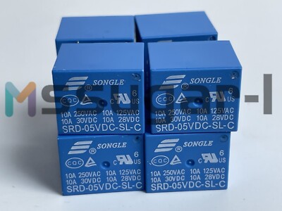 10pcs SRD-05VDC-SL-C 5V DC SONGLE Power Relay SRD-05VDC-SL-C PCB Type ...