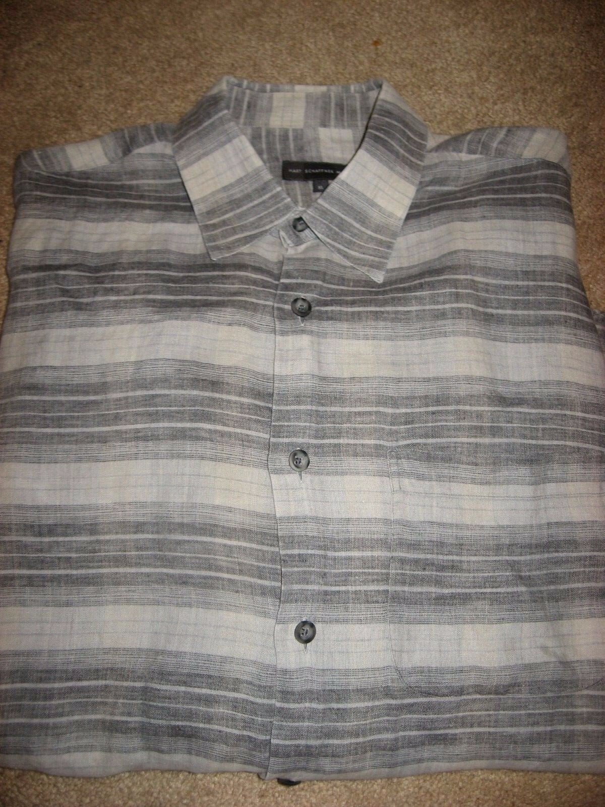 Mens Gray Striped HART SCHAFFNER MARX Linen Long Sleeve Shirt XL | eBay