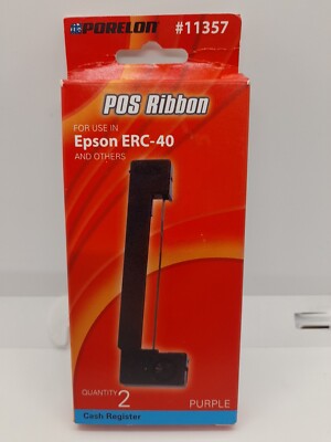 PORELON #11357 POS Cash Register Ribbon 2-Pk Purple Epson ERC-40 ...