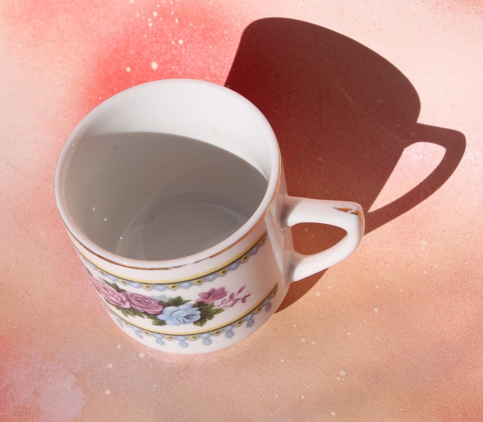 Pink & Blue Flower Demitasse Cup FREE SHIP | eBay