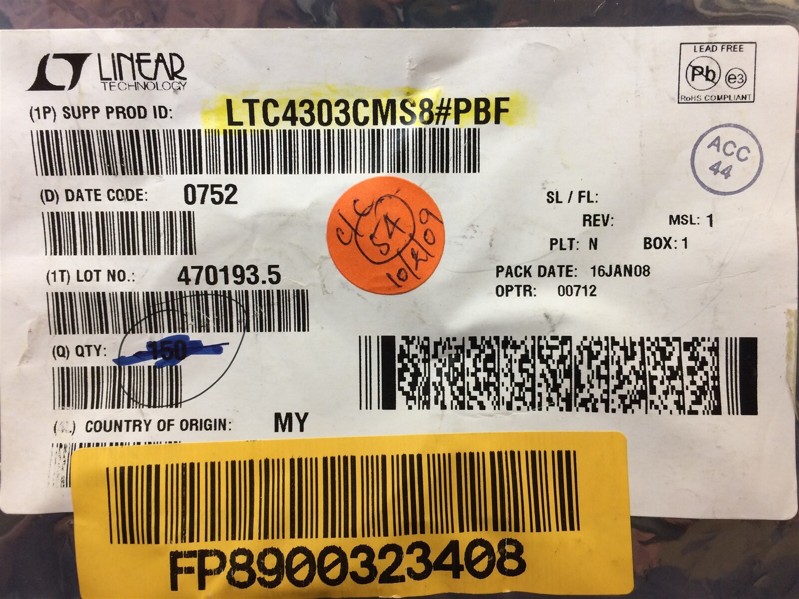 LTC4303CMS8 LTC LTC4303CMS8#PBF IC ACCELERATOR I2C HOTSWAP 8MSOP ROHS 4 ...