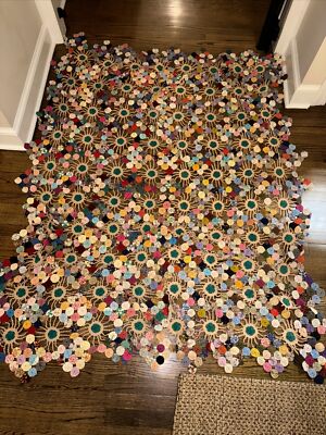 Yo Yo Quilt Coverlet Bedspread Antique Vtg OldHand Made 94inx72in ...