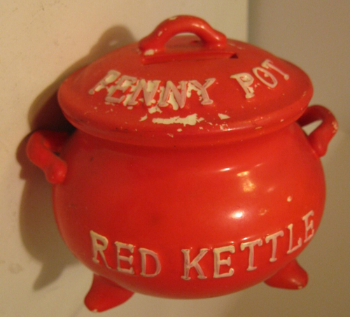 Vintage LEGO Red Kettle Penny Pot Ceramic 4-1/2" Tall Piggy Bank | eBay