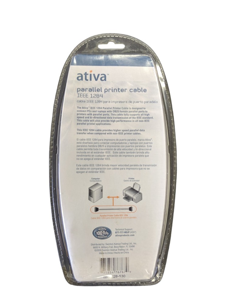 ATIVA PARALLEL IEEE 1284 CENTRONIC 36-PIN PRINTER CABLE, USB TO ADAPTER ...