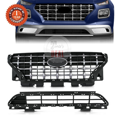 Fits Hyundai Venue 20-2023 Front Upper w/ Chrome Trim & Lower Grille ...