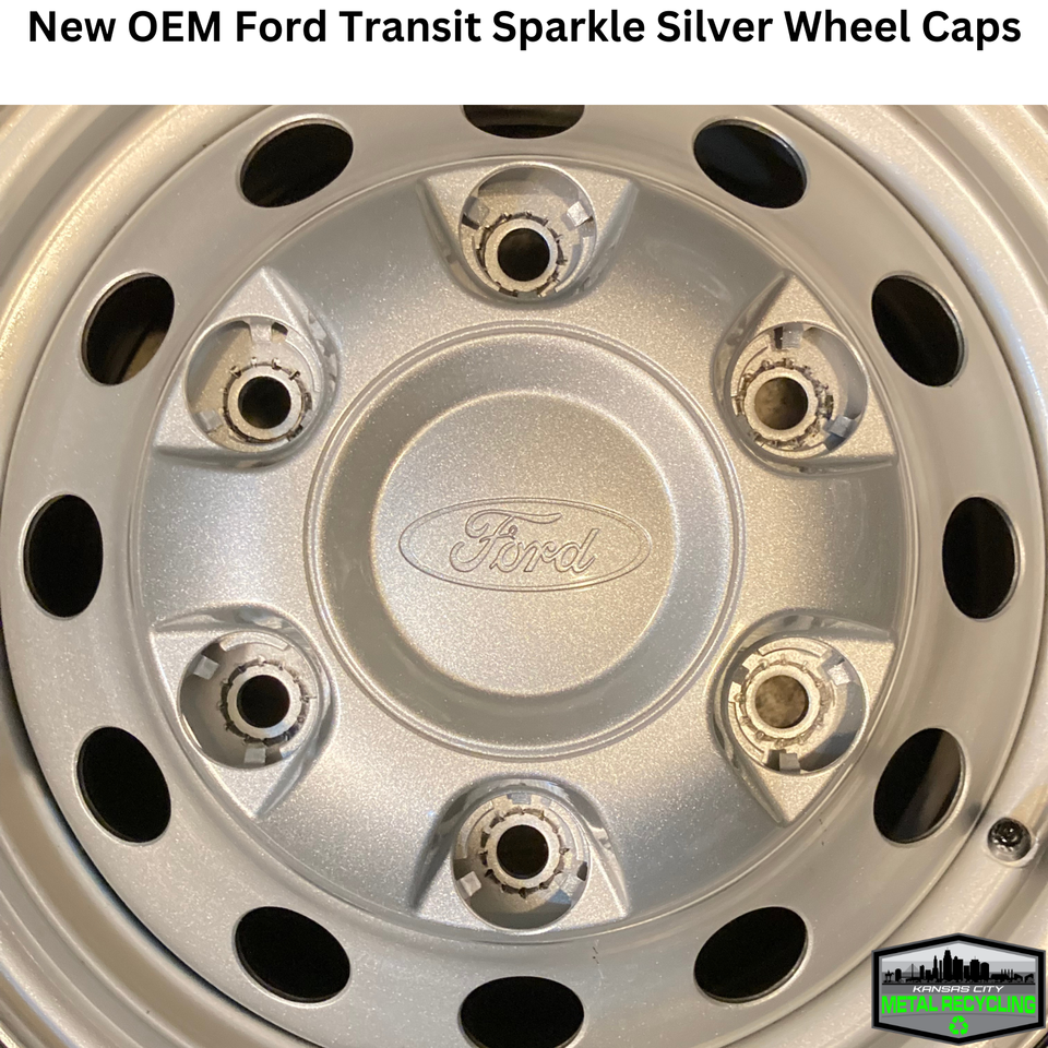 New OEM 6 Lug Sparkle Silver Center Wheel Caps (4) Ford Transit AWD 150 ...
