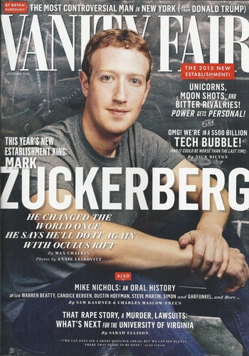 Vanity Fair Magazine Mark Zuckerberg Tech Bubble Mike Nichols Bill De ...