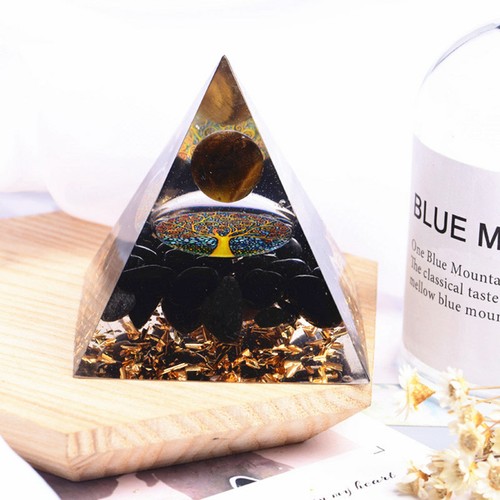 Natural Orgone Tiger's Eye Crystal Sphere Life Tree Energy Pyramid ...