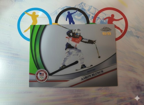Aaron Blunck 2026 Topps Chrome USA Winter Olympics #140 Green Refractor ...