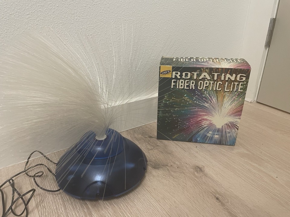 Vintage 2001 Y2K Retro Rotating Fiber Optic UFO Lamp Blue Base With Box ...