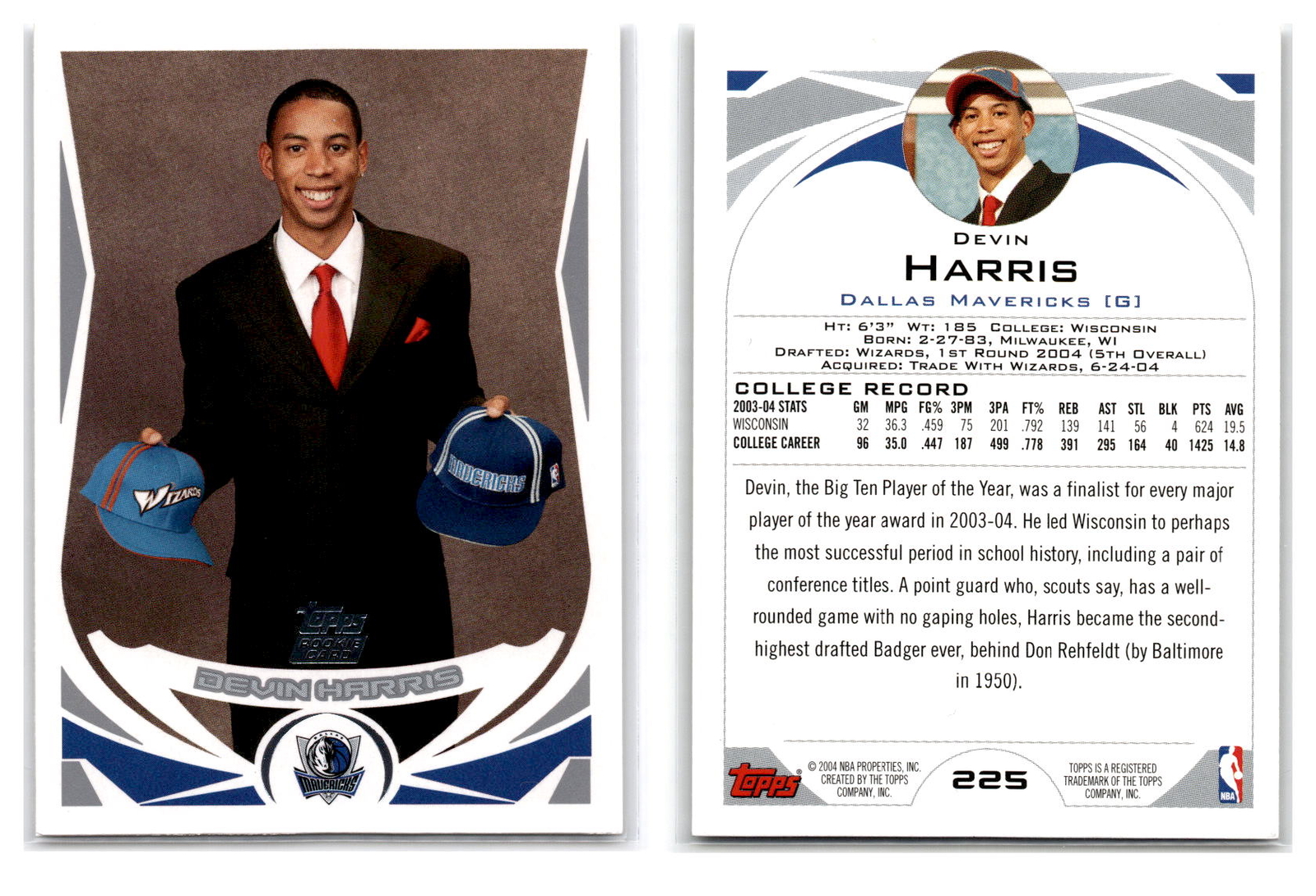 2004-05 Topps #225 Devin Harris RC - Dallas Mavericks | eBay