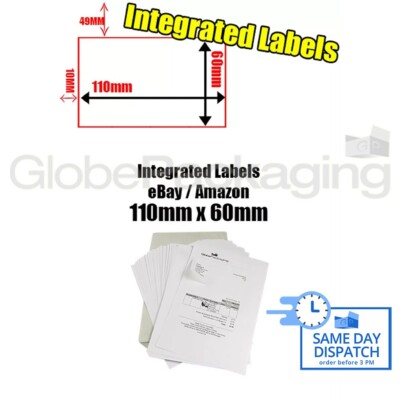100 x EBAY / AMAZON A4 INTEGRATED LABELS 110x60mm (S14 / G14) ADDRESS ...
