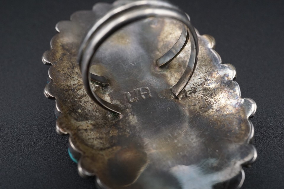 Navajo Sterling Silver Blue Turquoise Ring Size 6 Signed LH Leo Harvey ...