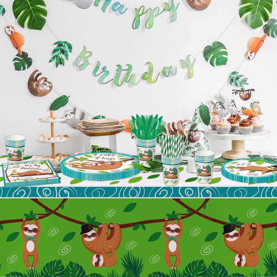 Sloth Birthday Party Supplies - Sloth Party Decorations Tableware Plate ...