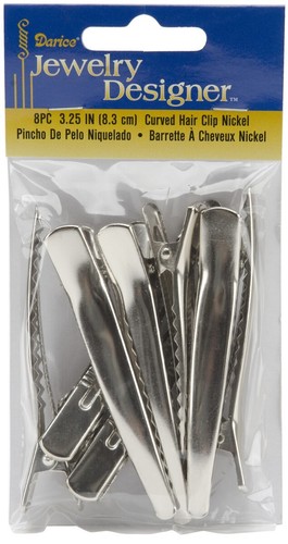 DARICE Jewelry Designer 3.25" CURVED NICKEL HAIR CLIPS, 8pc - Silver | eBay