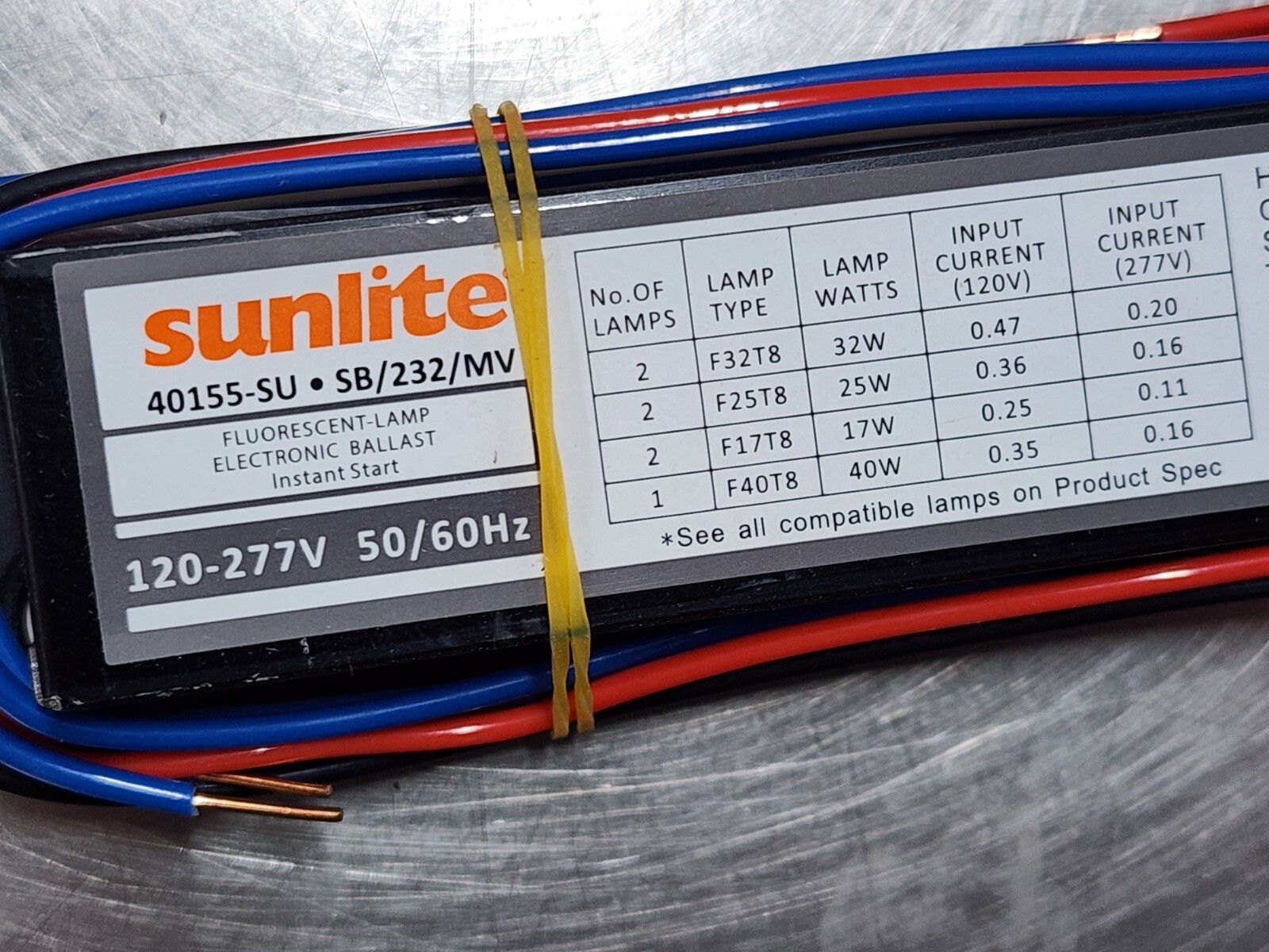 Lot 2 Sunlite 40155-SU SB232MV 2-Lamp F32T8 Electronic Multi-volt ...