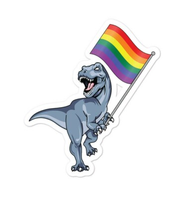 Pride Dinosaur Sticker 4x4 LGBT Flag Gay Lesbian Bisexual Transgender ...