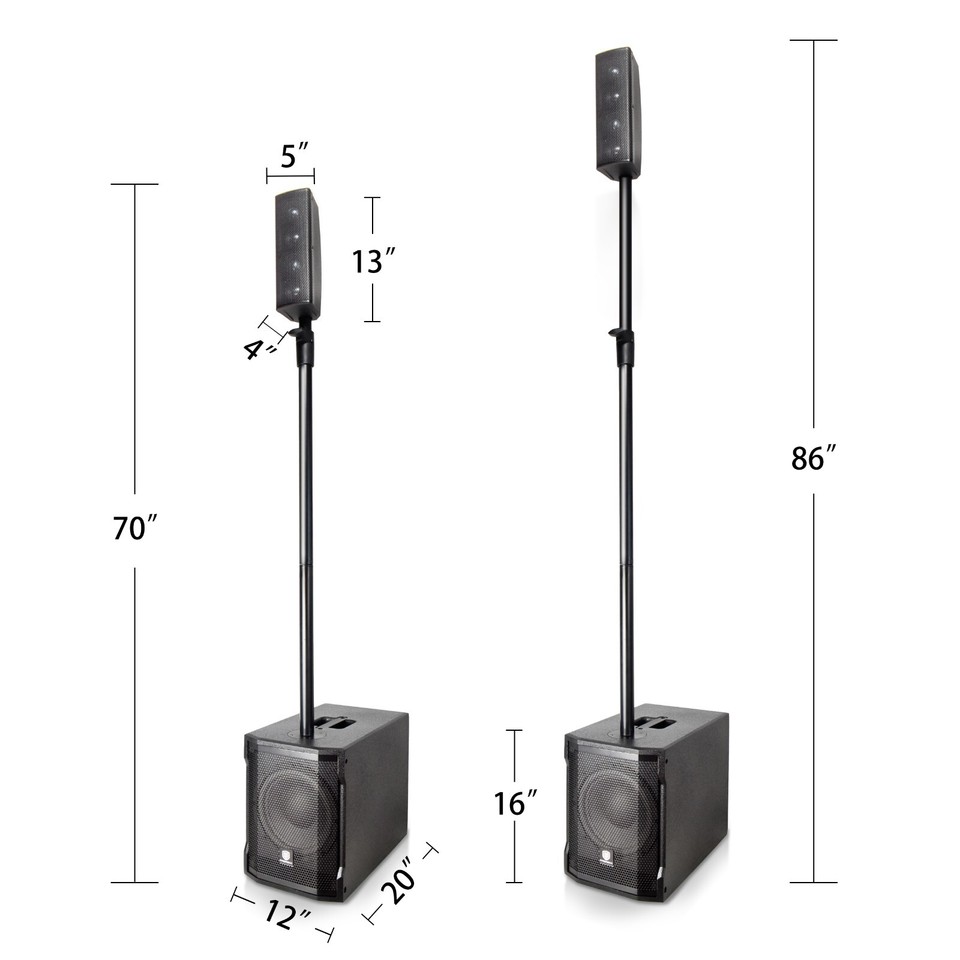 PRORECK Powered PA Loud Speaker System Combo Set 10-inch 1000W Speaker ...