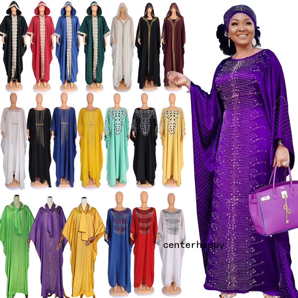 African Women Dashiki Long Dress Loose Abaya Dubai Kaftan Evening Ball ...